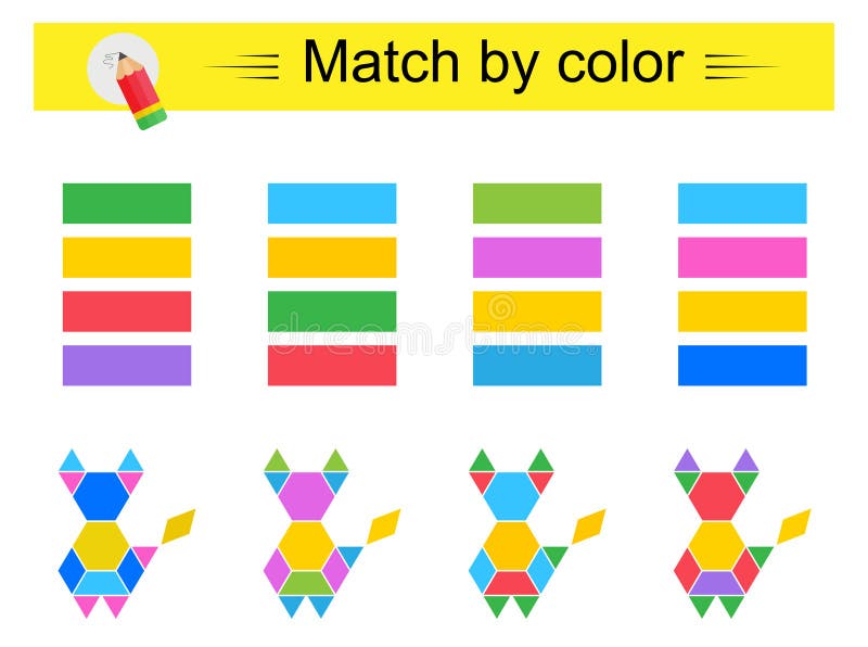 Match by Color. Educational Game for Children Stock Vector ...
