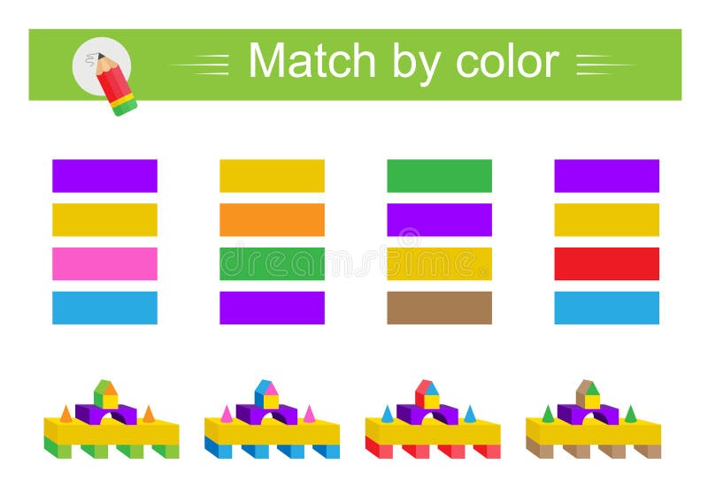 Match by Color. Educational Game for Children Stock Illustration ...