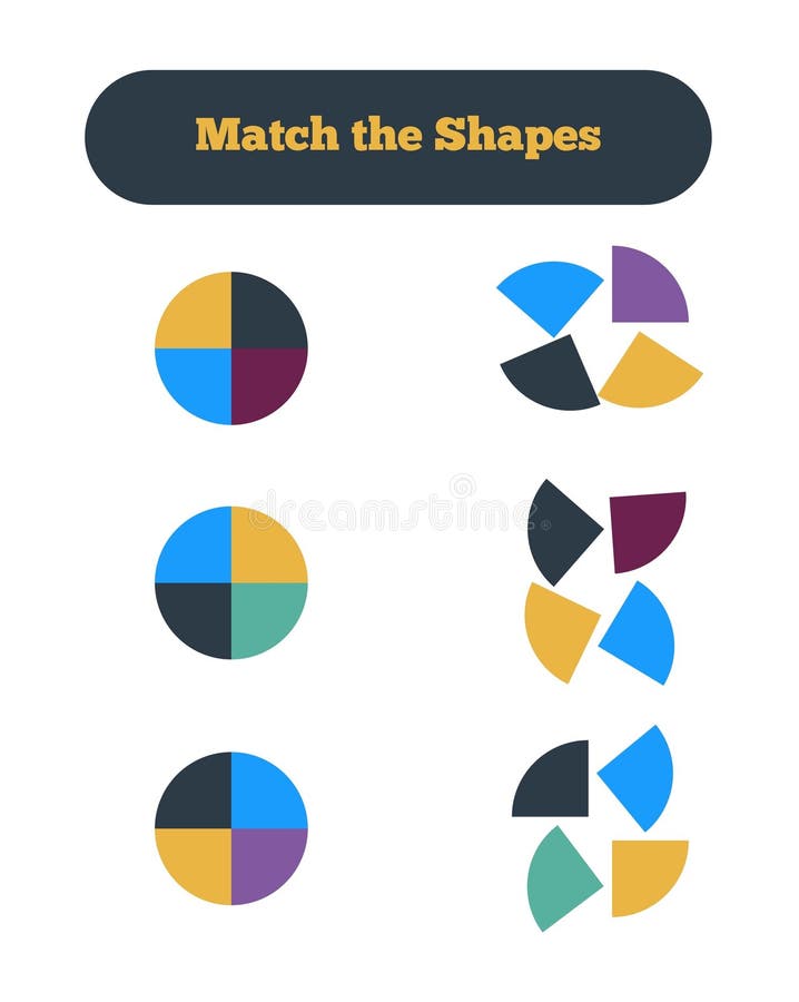Match the Colored Shapes Children Puzzle Game Stock Vector ...