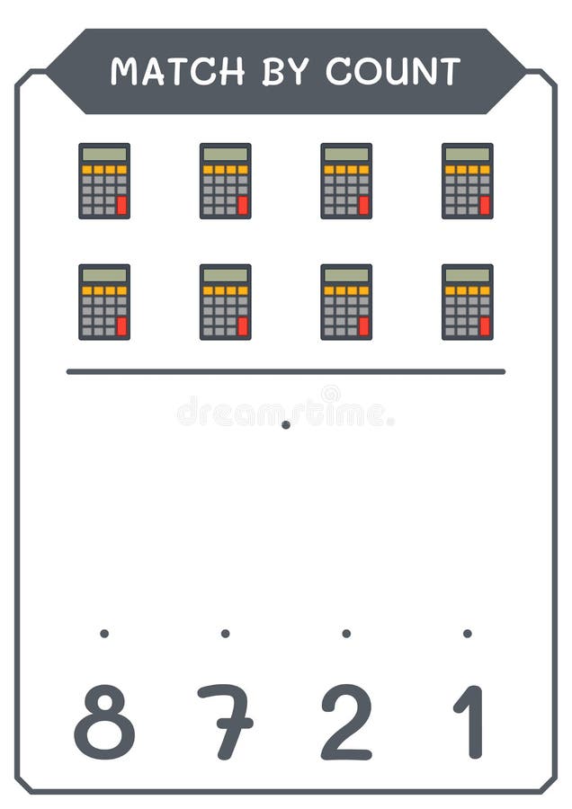 Match by Count of Calculator, Game for Children. Vector Stock Vector ...