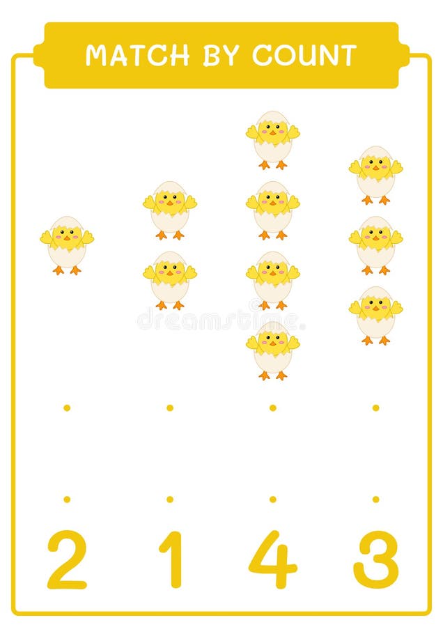 Match by Count of Chick, Game for Children. Vector Stock Vector ...