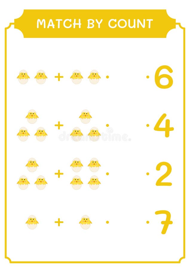 Match by Count of Chick, Game for Children. Vector Stock Vector ...