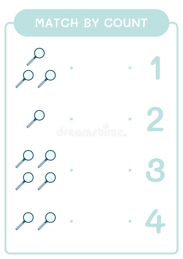 Match by Count of Magnifying Glass, Game for Children. Vector Stock ...
