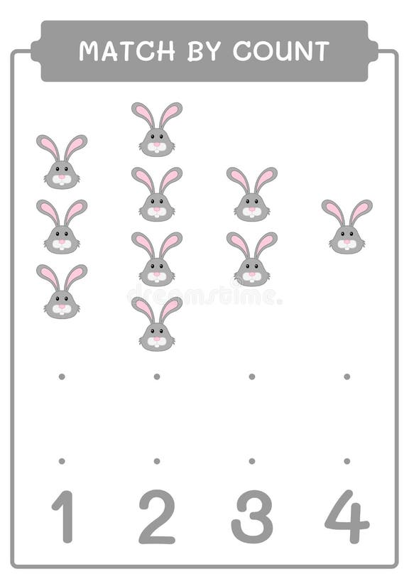 Match by Count of Rabbit, Game for Children. Vector Stock Vector ...