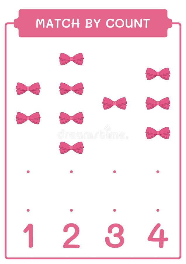Match by Count of Ribbon, Game for Children. Vector Stock Vector ...