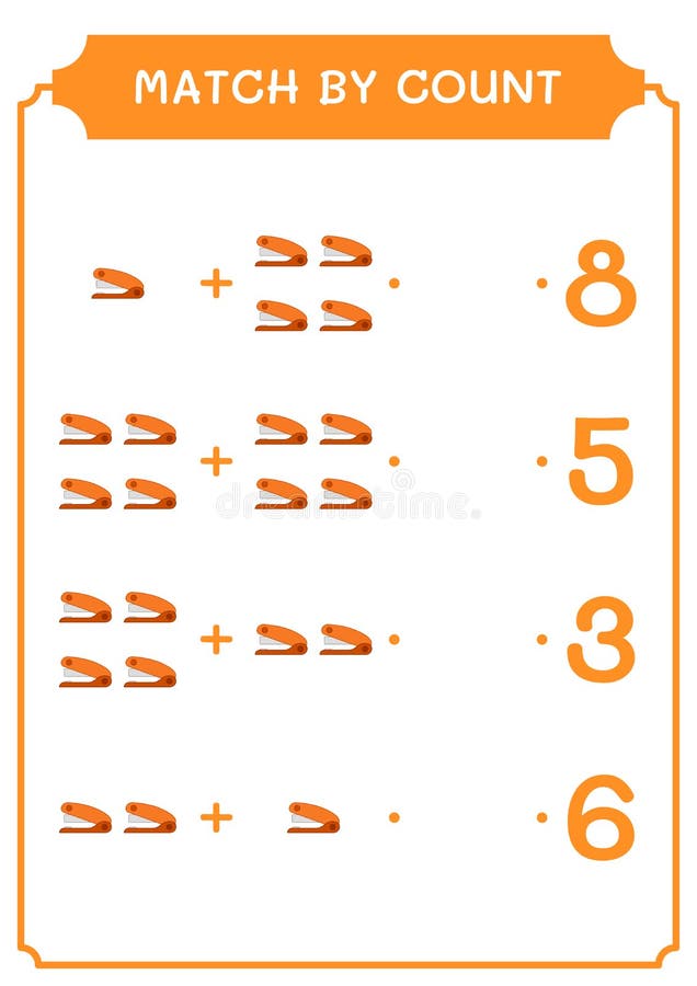 Match by Count of Stapler, Game for Children. Vector Stock Vector ...