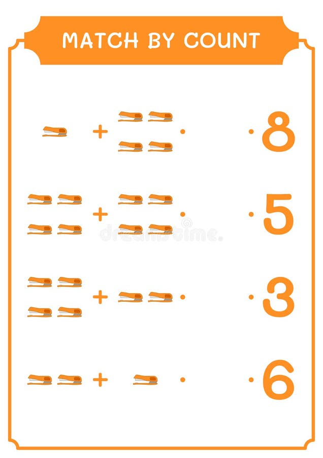 Match by Count of Stapler, Game for Children. Vector Stock Vector ...