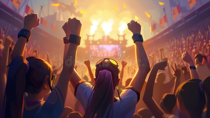 On Match Day, People Cheer for Their Favorite Team in the Stadium Stock ...