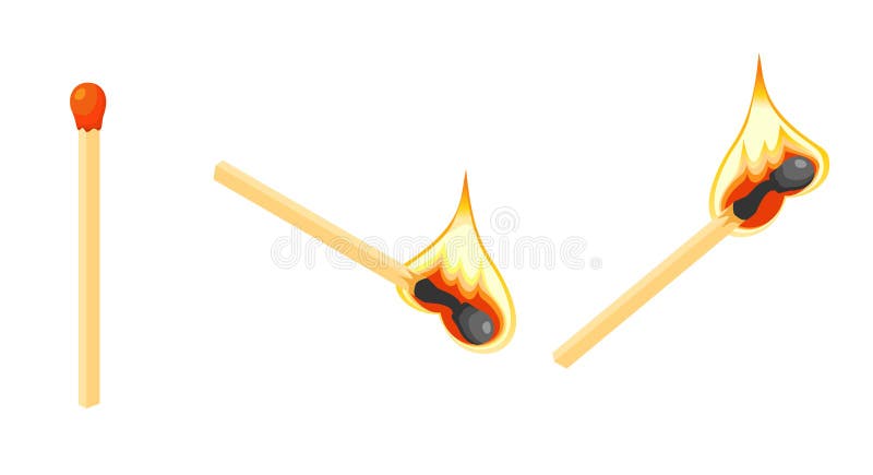 Match with Fire. Burning Match. Danger Symbol and Flammable Object ...