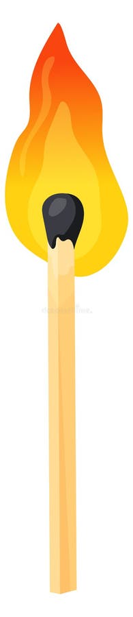 Match Fire Cartoon Icon. Burning Stick Flame Stock Vector ...