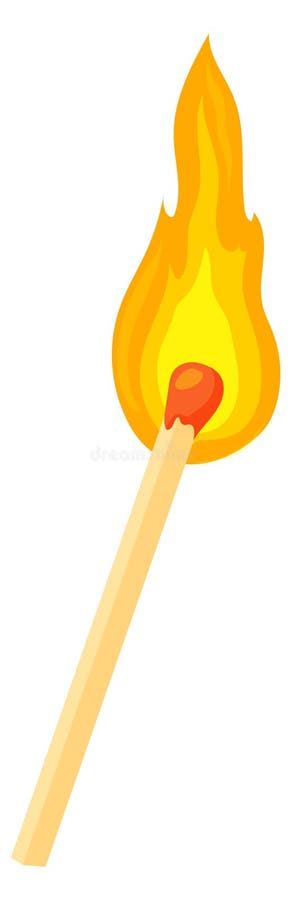 Match with Fire Flame. Burning Hot Light Stick Stock Illustration ...