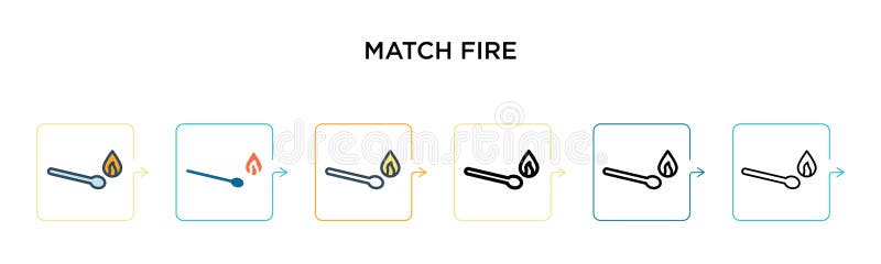 Match Fire Vector Icon in 6 Different Modern Styles. Black, Two Colored ...