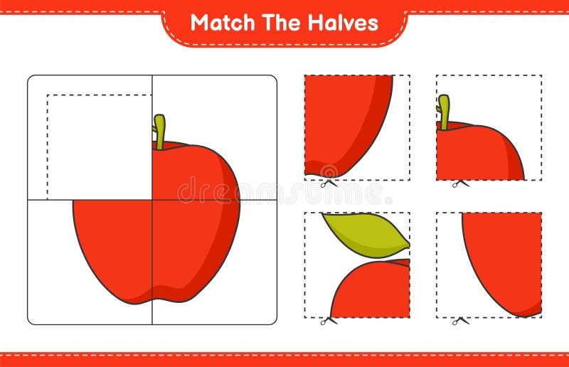 Match the Halves. Match Halves of Apple Stock Vector - Illustration of ...