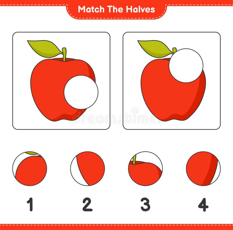 Match the Halves. Match Halves of Apple Stock Vector - Illustration of ...
