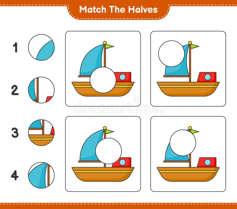 Match the Halves. Match Halves of Boat Stock Vector - Illustration of ...
