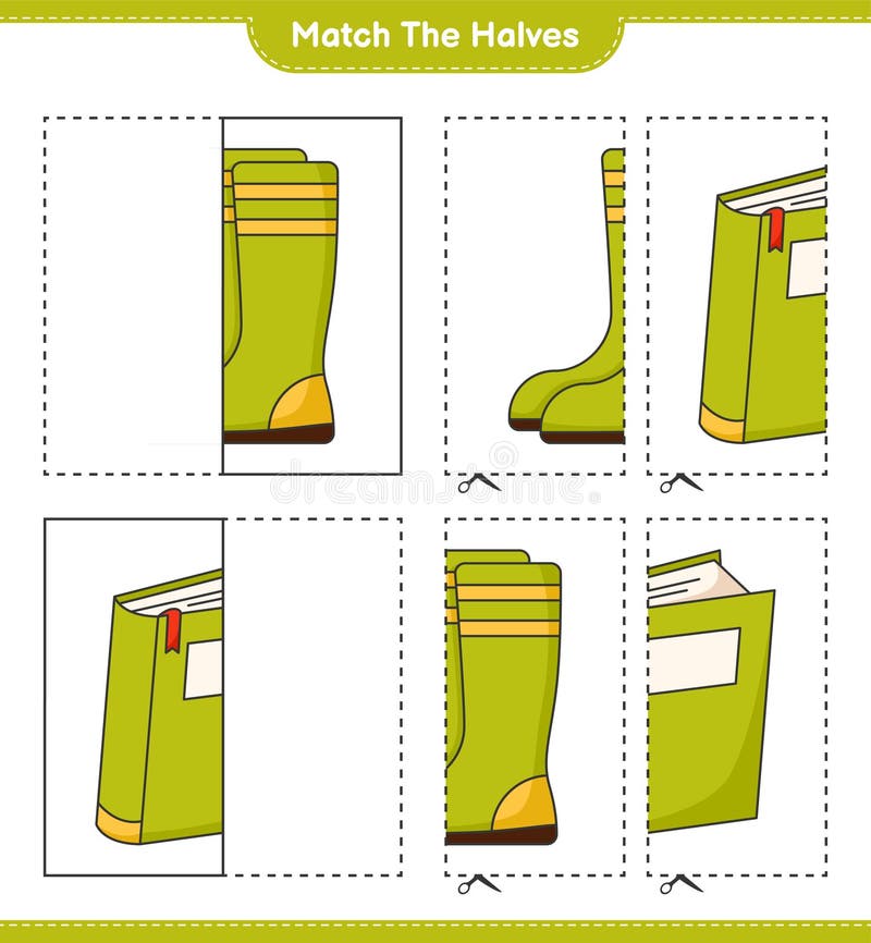 Match the Halves. Match Halves of Book and Rubber Boots Stock Vector ...