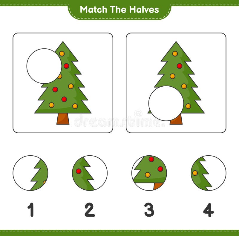 Match the Halves. Match Halves of Christmas Tree Stock Vector ...