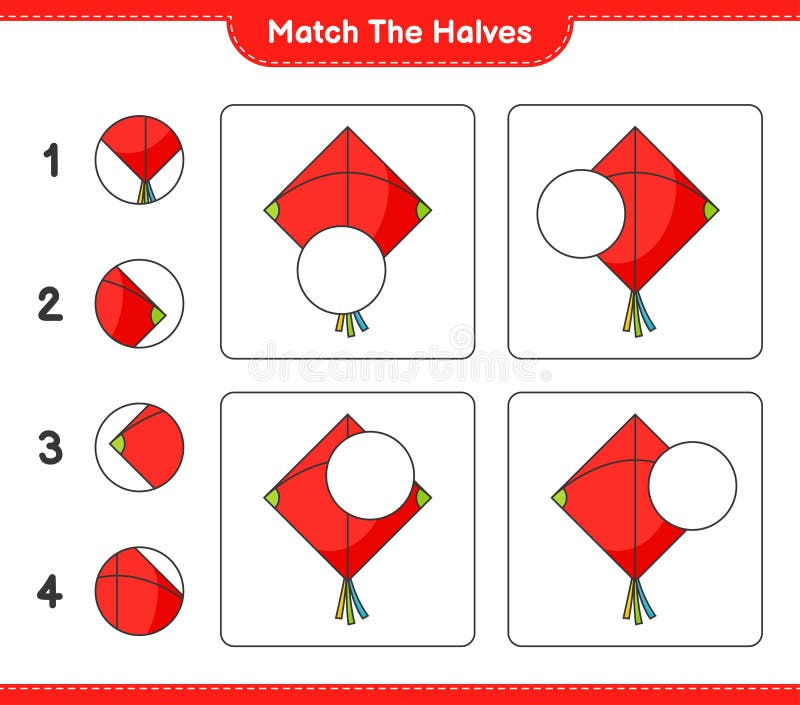 Match the Halves. Match Halves of Kite Stock Vector - Illustration of ...