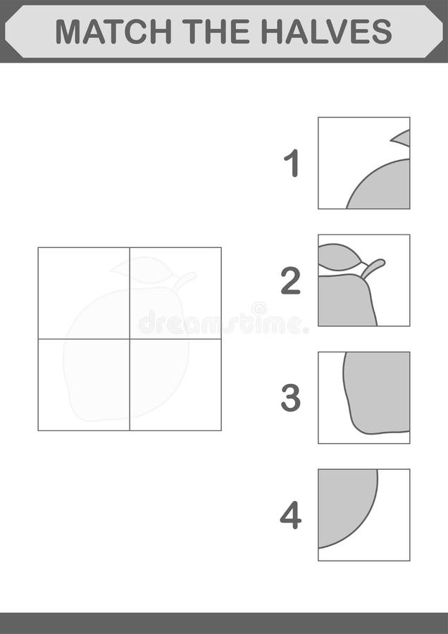 Match the Halves. Match Halves of Fruits. Educational Children Game ...