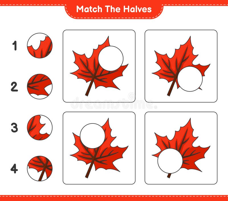 Match the Halves. Match Halves of Maple Leaf Stock Vector ...