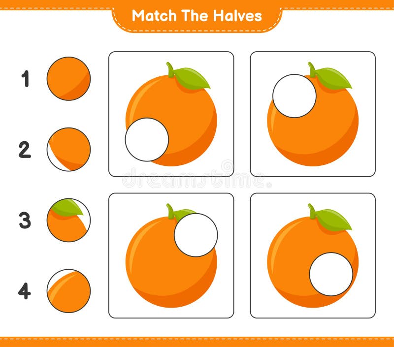 Match the Halves. Match Halves of Orange. Educational Children Game ...