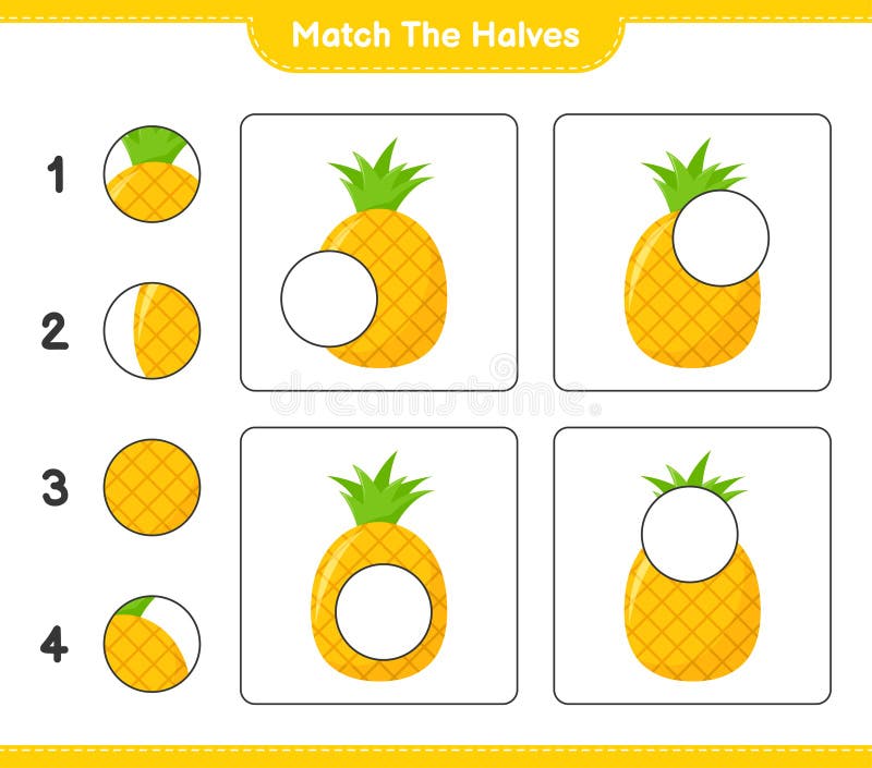 Match the Halves. Match Halves of Pineapple. Educational Children Game ...