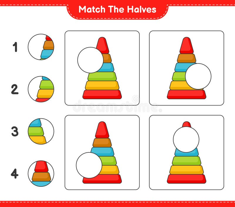 Match the Halves. Match Halves of Pyramid Toy Stock Vector ...