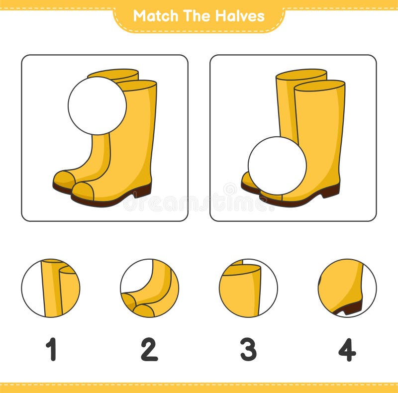 Match the Halves. Match Halves of Rubber Boots Stock Vector ...