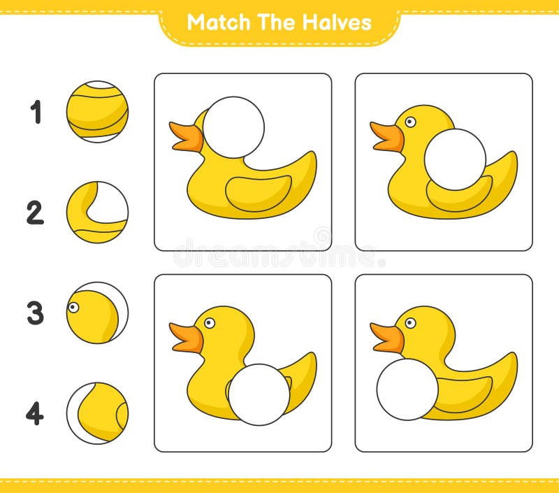 Match the Halves. Match Halves of Rubber Duck Stock Vector ...