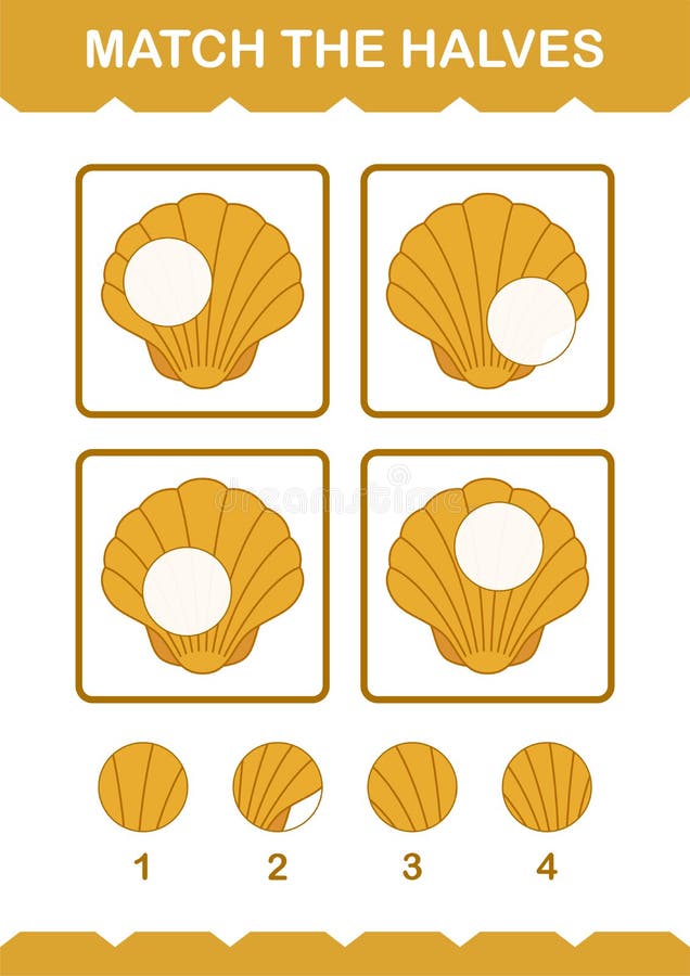 Match Halves of Seashell. Worksheet for Kids Stock Vector ...