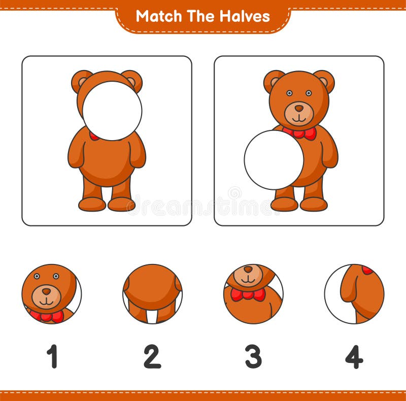Match the Halves. Match Halves of Teddy Bear Stock Vector ...
