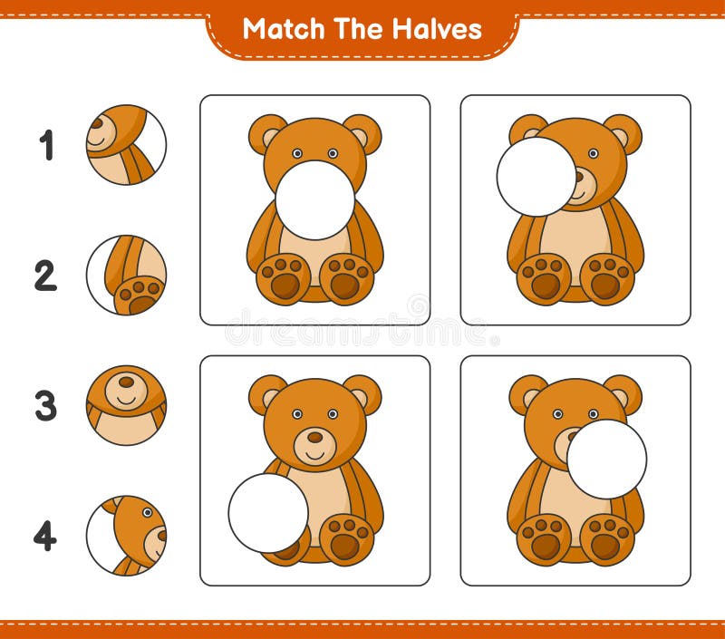 Match the Halves. Match Halves of Teddy Bear Stock Vector ...