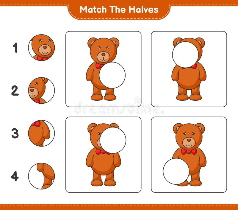 Match the Halves. Match Halves of Teddy Bear Stock Vector ...