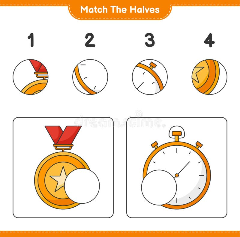 Match the Halves. Match Halves of Trophy and Stopwatch Stock Vector ...