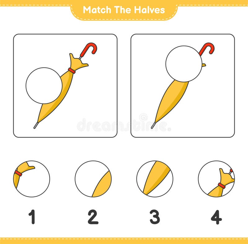 Match the Halves. Match Halves of Umbrella Stock Vector - Illustration ...