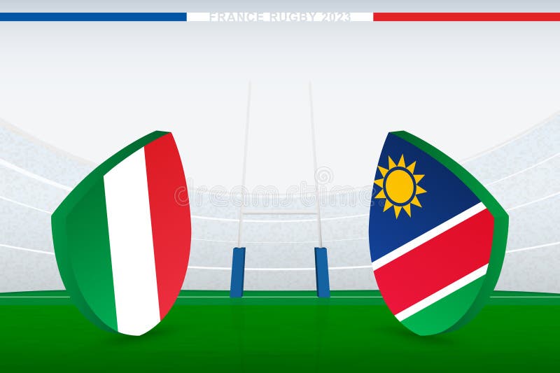 Match between Italy and Namibia, Illustration of Rugby Flag Icon on ...