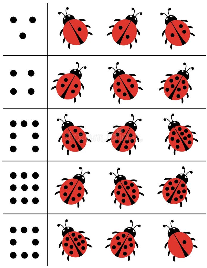 Match Ladybugs and Dots. Logical and Math Puzzle for Kids. Stock Vector ... Match Ladybugs and Dots. Logical and Math Puzzle for Kids. Stock Vector ...