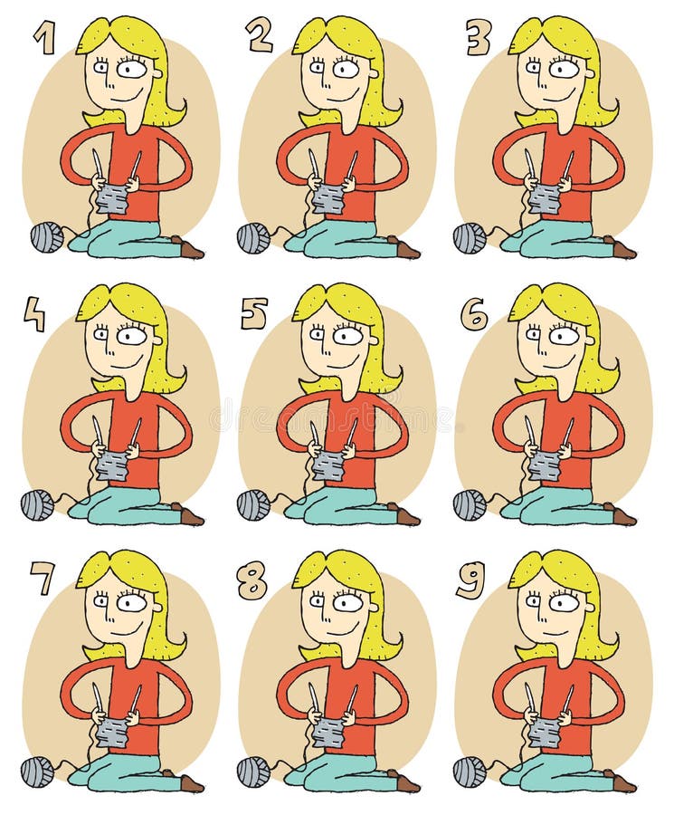 Match Pairs Visual Game: Knitting Stock Vector - Illustration of doodle ...