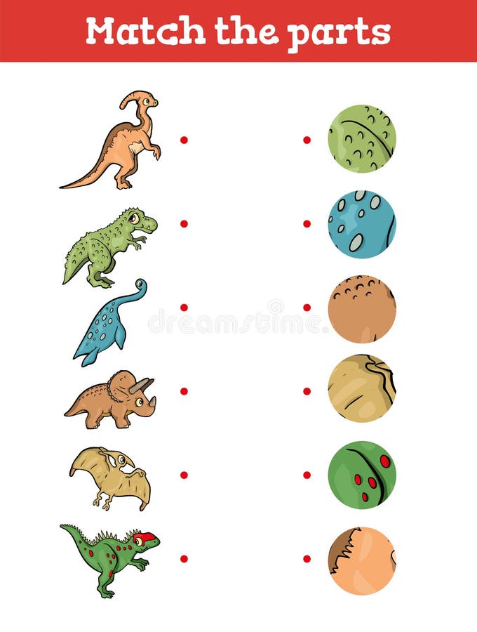 Match the Part Educational Game for Children. Cartoon Vector ...