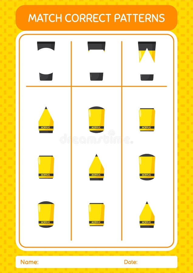 Match Pattern Game with Acrylic Paint. Worksheet for Preschool Kids ...