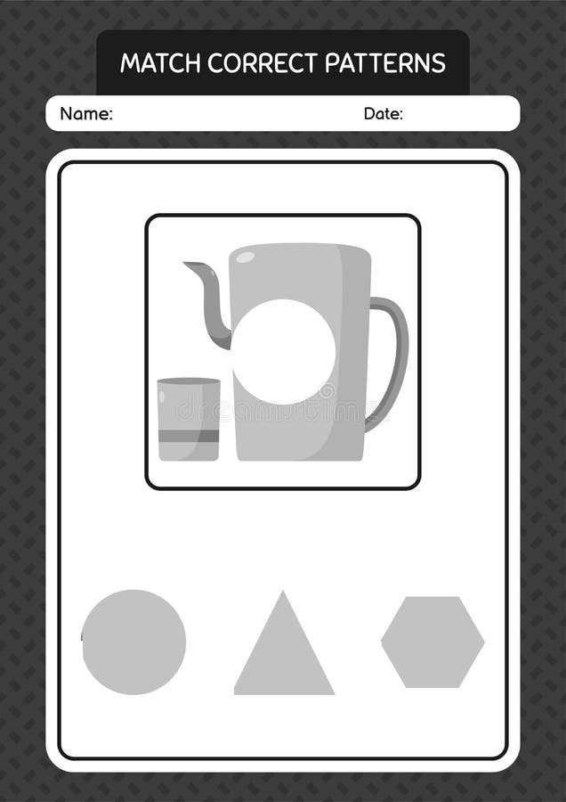 Match Pattern Game with Arabic Teapot. Worksheet for Preschool Kids ...