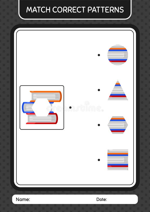 Match Pattern Game with Book. Worksheet for Preschool Kids, Kids ...