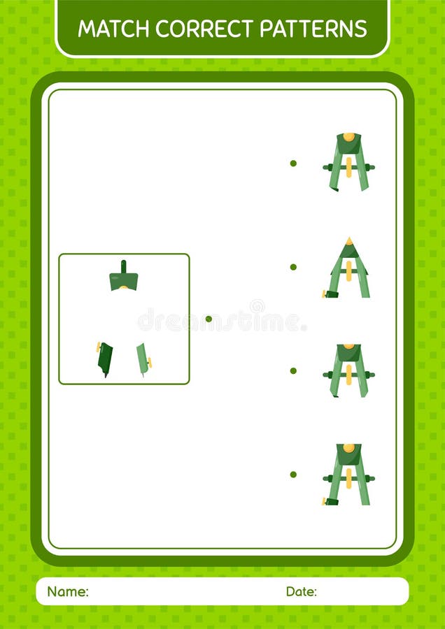 Match Pattern Game with Bow Compass. Worksheet for Preschool Kids, Kids ...