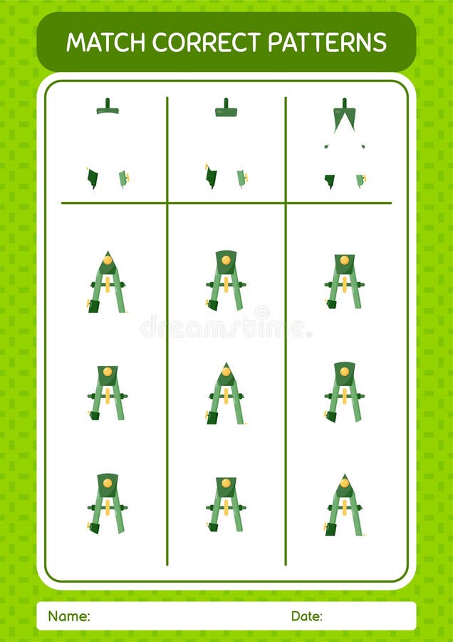 Match Pattern Game with Bow Compass. Worksheet for Preschool Kids, Kids ...