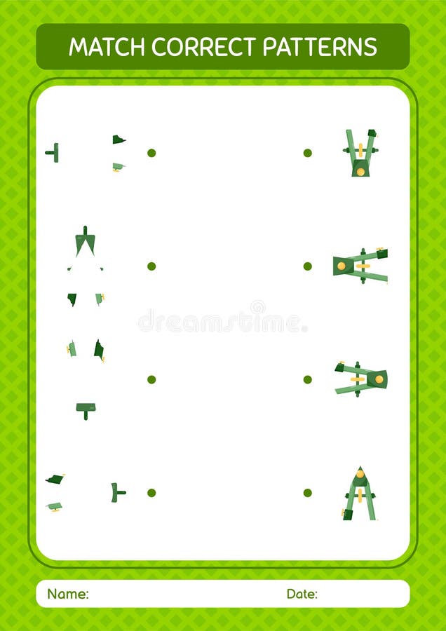 Match Pattern Game with Bow Compass. Worksheet for Preschool Kids, Kids ...