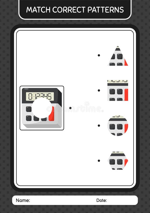 Match Pattern Game with Calculator. Worksheet for Preschool Kids, Kids ...