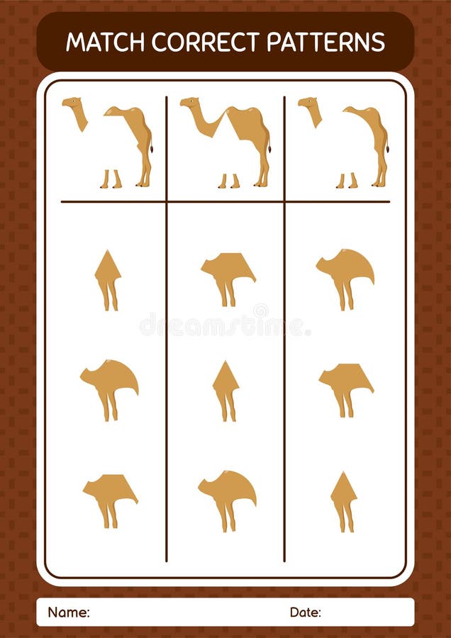 Match Pattern Game with Camel. Worksheet for Preschool Kids, Kids ...