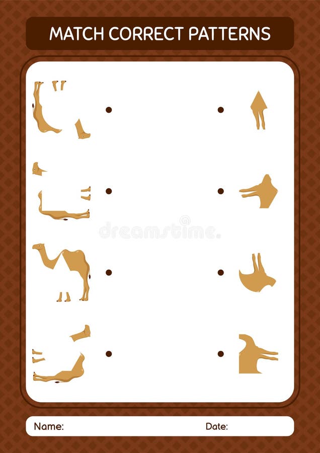 Match Pattern Game with Camel. Worksheet for Preschool Kids, Kids ...