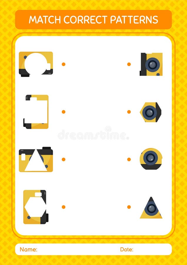 Match Pattern Game with Camera. Worksheet for Preschool Kids, Kids ...