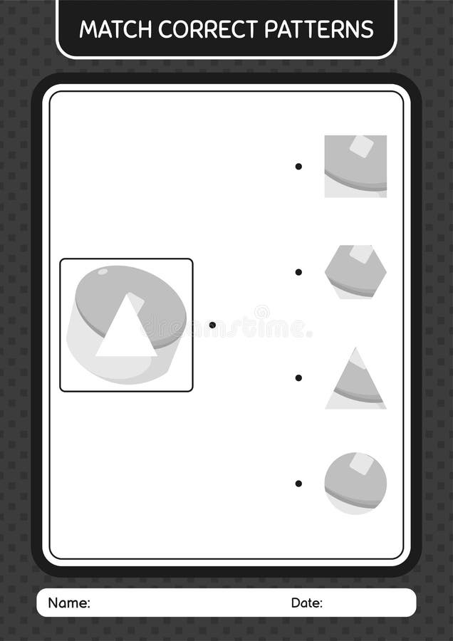 Match Pattern Game with Cap. Worksheet for Preschool Kids, Kids ...